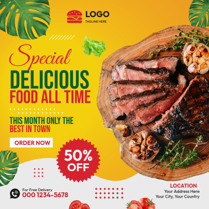 Plantilla de Delicious Food Template | PosterMyWall