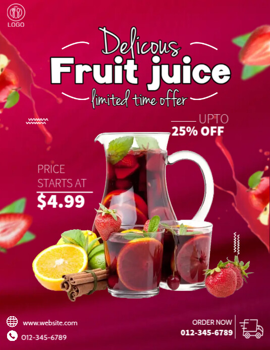 Delicious Fruit Juice Flyer Template | PosterMyWall