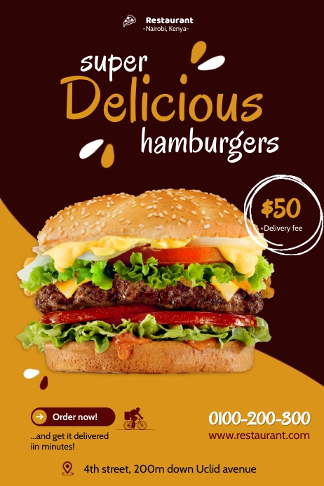 Delicious hamburger Template | PosterMyWall