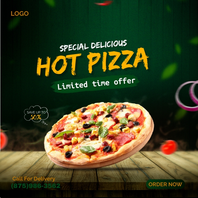Modèle Delicious Hot Pizza | PosterMyWall