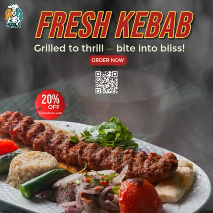 Delicious Kebab Promo — Bold Rustic Typography with Warm Red Accents on ...