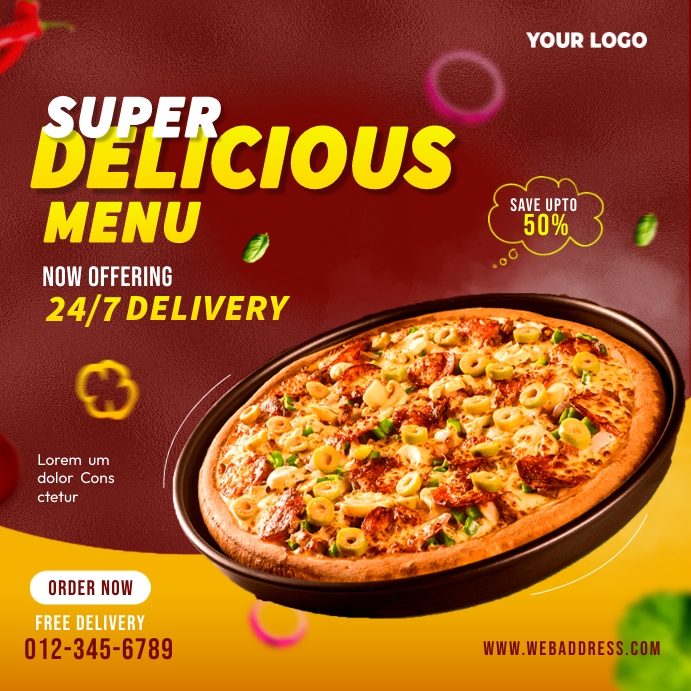 Delicious Menu Ads Template | PosterMyWall