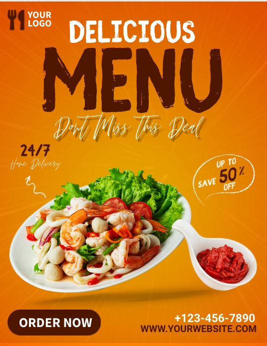 Delicious Menu Ads Template | PosterMyWall