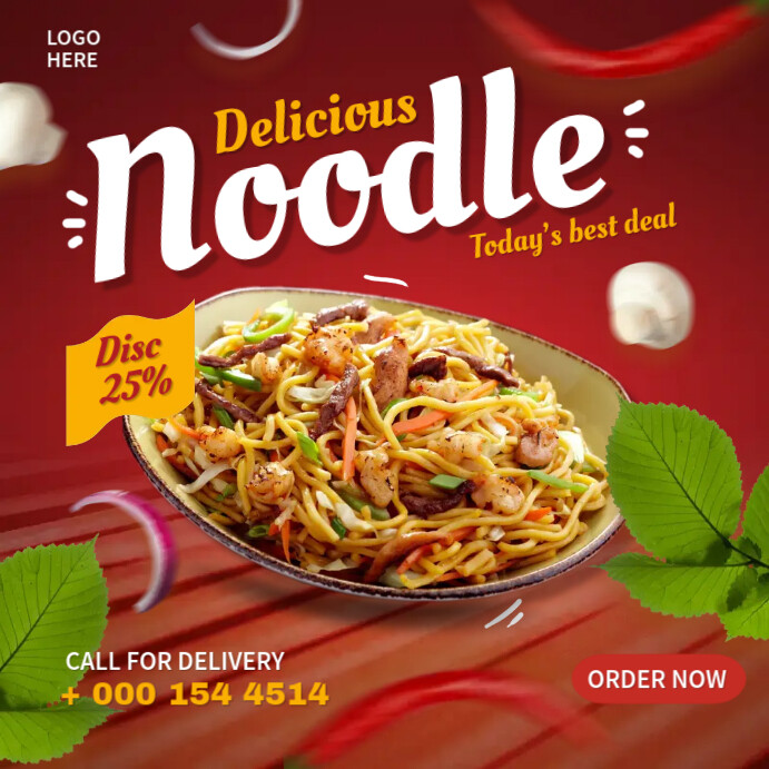 Delicious Noodle Template | PosterMyWall