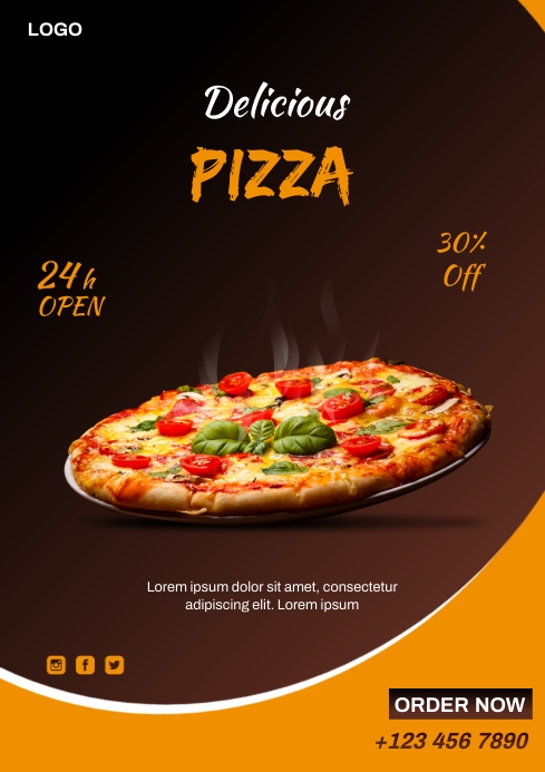 Delicious Pizza A4 Template | PosterMyWall
