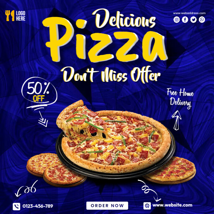 Delicious Pizza ads Template | PosterMyWall