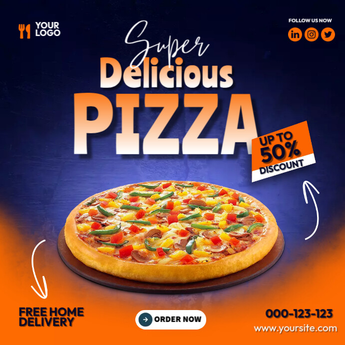 Delicious Pizza ads Template | PosterMyWall