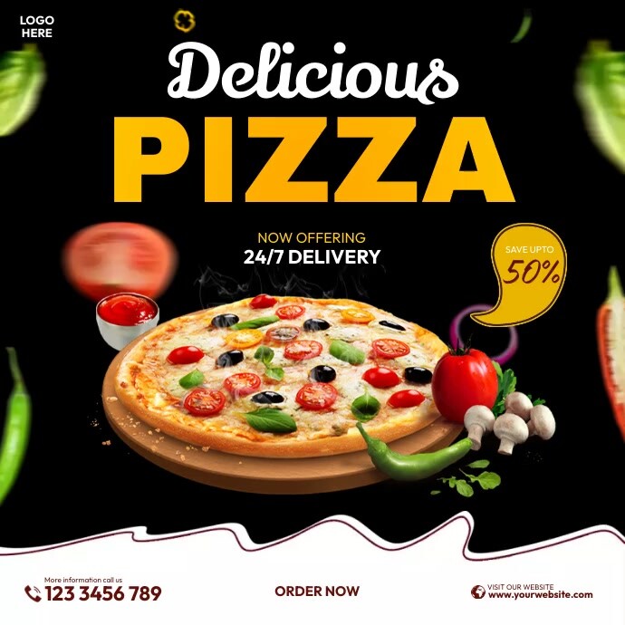 Delicious Pizza Ads Template | PosterMyWall