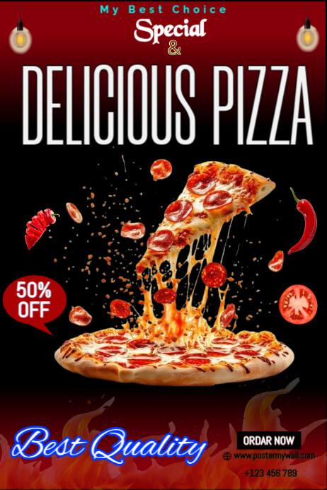 Delicious Pizza Template | PosterMyWall