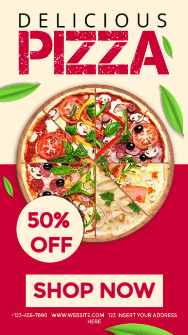 Delicious pizza discount offer 50% off Template | PosterMyWall