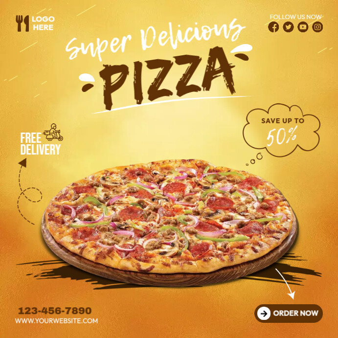 Delicious Pizza Menu Template | PosterMyWall
