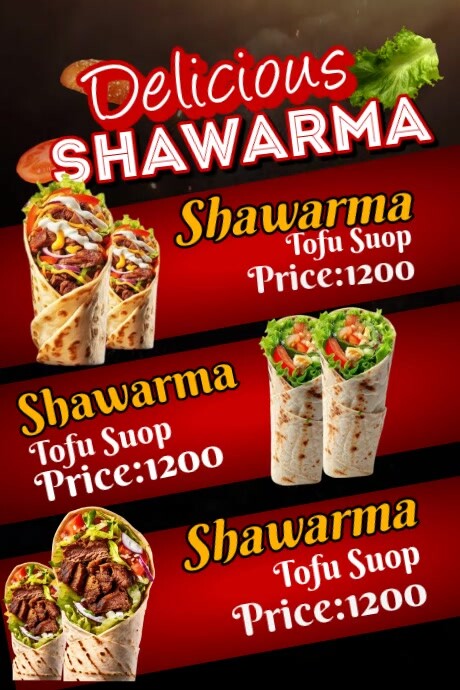 Delicious Shawarma Menu Template | PosterMyWall