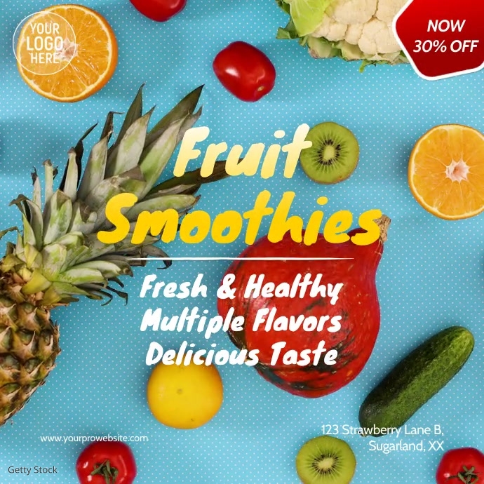 Delicious Smoothies Juices Drinks Video Ad Template | PosterMyWall