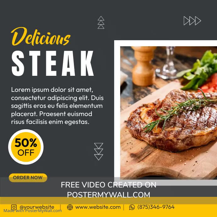 Delicious Steak Ads Templat | PosterMyWall