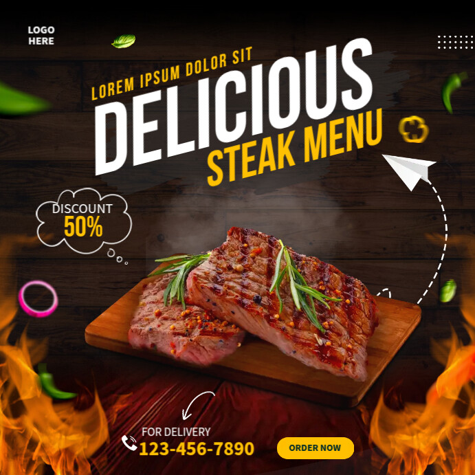Delicious Steak Menu Template | PosterMyWall