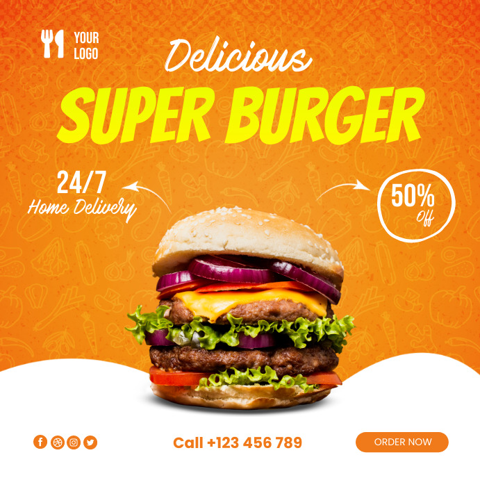 Delicious Super Burger Poster Template | PosterMyWall