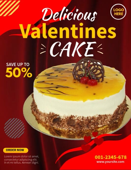 Delicious Valentines Cake Promo Template | PosterMyWall