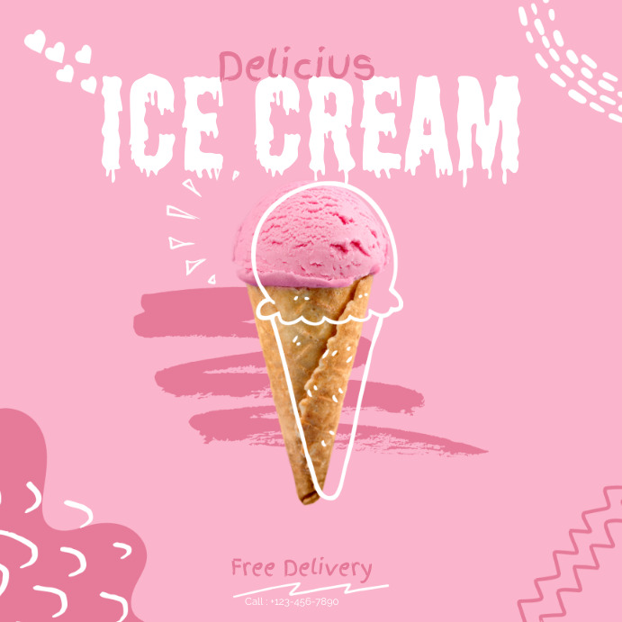 Delicius Ice Cream Pink Template | PosterMyWall