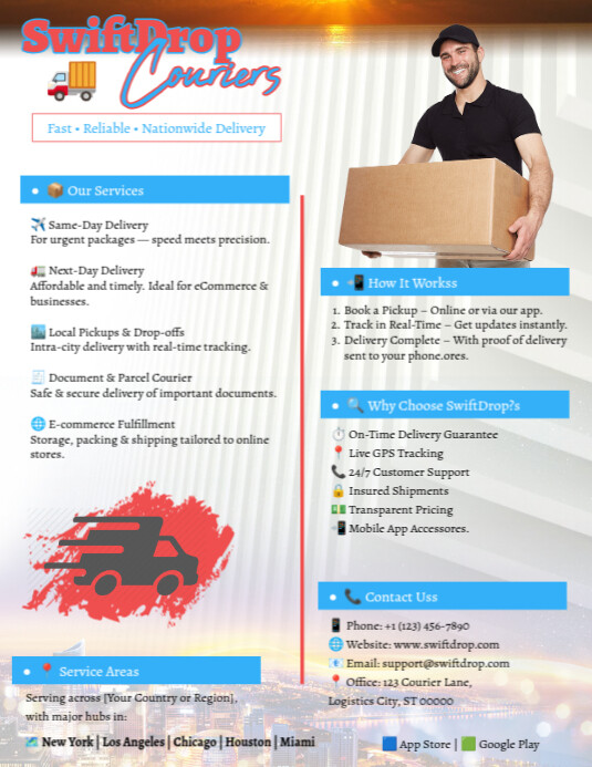 Delivery and Courier Services Ad Template | PosterMyWall