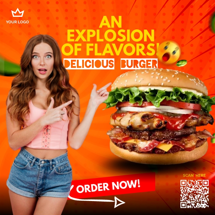 Delivery burger order now Template | PosterMyWall