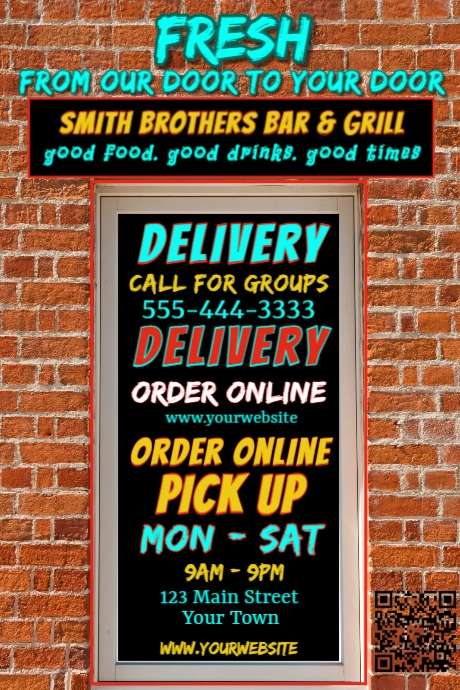 Delivery Take-Out Online Orders Advertising Template | PosterMyWall