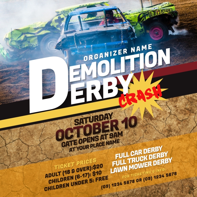 Demolition Derby Instagram Post Template | PosterMyWall