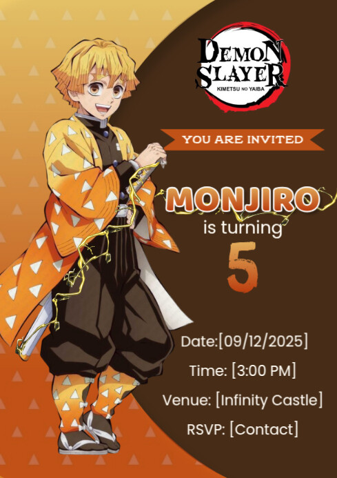 Demon Slayer Birthday Invitation Template | PosterMyWall