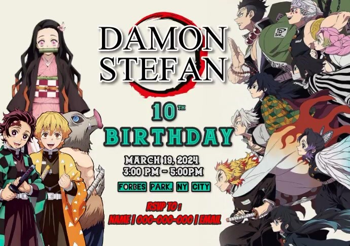 Plantilla de Demon Slayer birthday invitation | PosterMyWall
