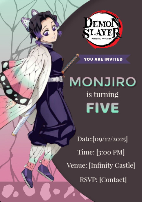 Demon Slayer Birthday Invitation Template | PosterMyWall
