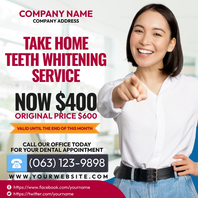 Dental Whitening - Take Home Teeth whitening Template | PosterMyWall