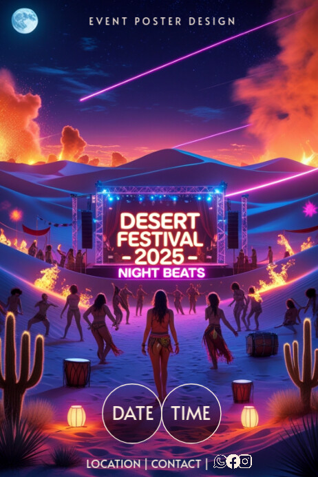 Desert Festival 2025 Maximalist Night Poster Template | PosterMyWall