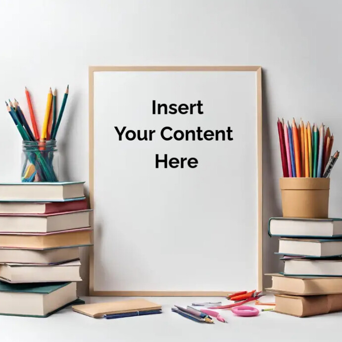 Design Background With Books and Writing Materials Template | PosterMyWall