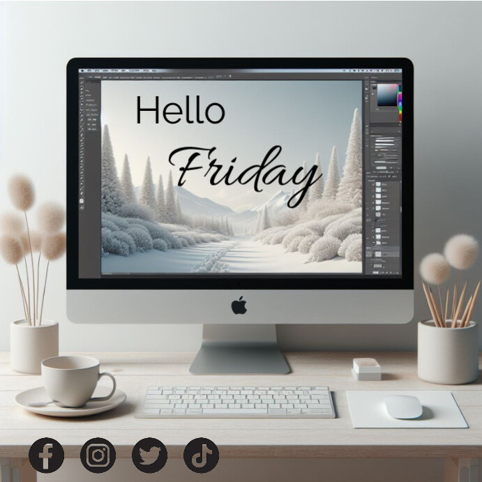 Desktop/ laptop office background hello Frida Template | PosterMyWall