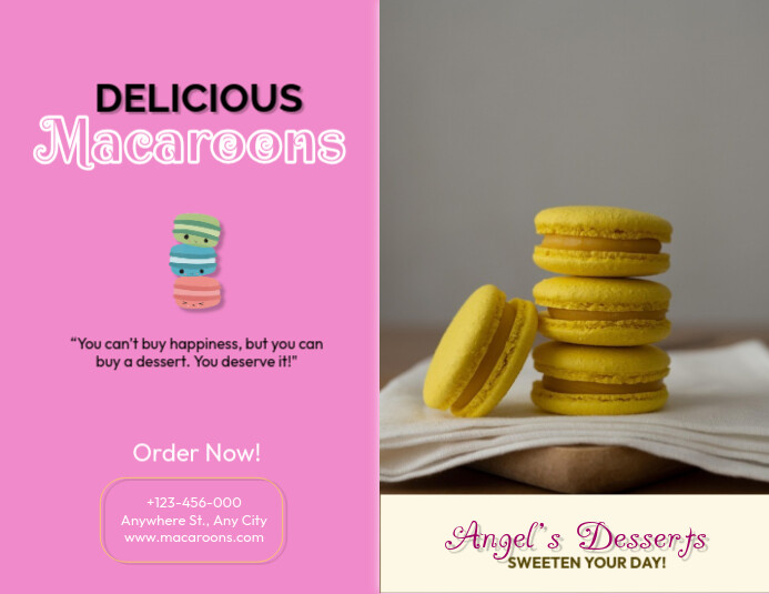 dessert business macaroons marketing flyer Template | PosterMyWall