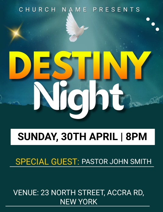 Destiny night, prayer night Template | PosterMyWall