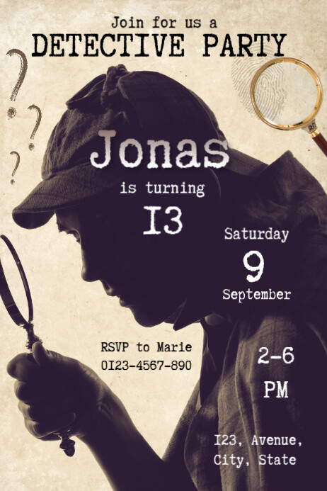 Plantilla de Detective Party Invitation Birthday | PosterMyWall