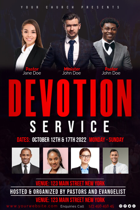 Devotion Sunday Service Template | PosterMyWall