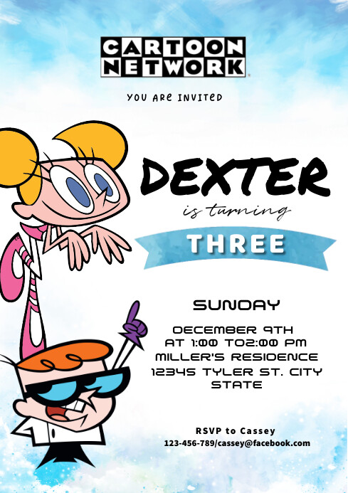 dexter's laboratory birthday invitation Template | PosterMyWall
