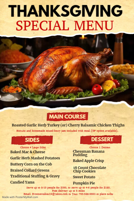 thanksgiving menu | PosterMyWall