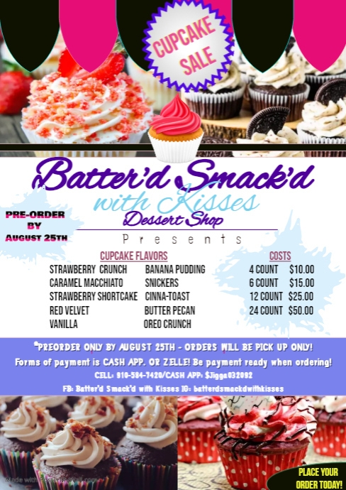 Copy of Pink Bakery Menu Bake Sale Template (1) | PosterMyWall