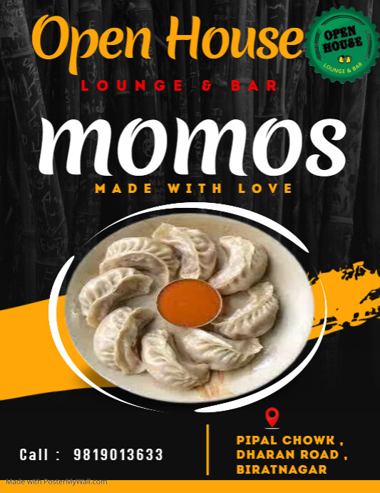 Delicious momos and food menu flyer design | PosterMyWall