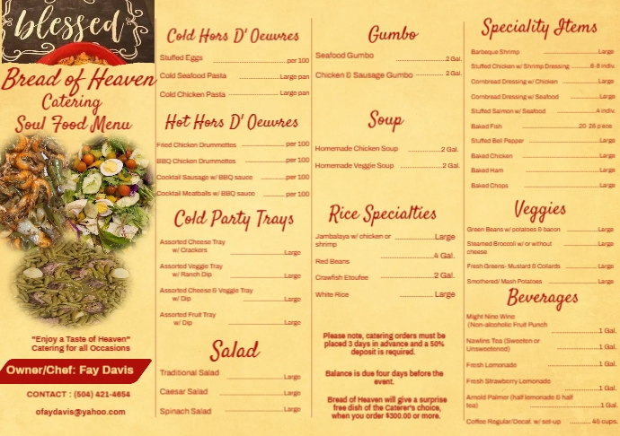 BOH Full Food Menu | PosterMyWall