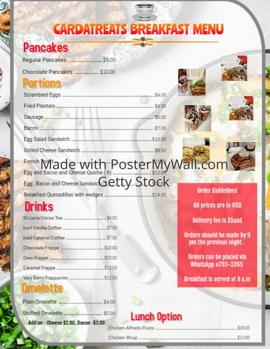 Copy of Breakfast brunch restaurant menu template | PosterMyWall