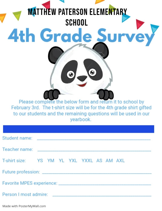 4th grade survey-english | PosterMyWall