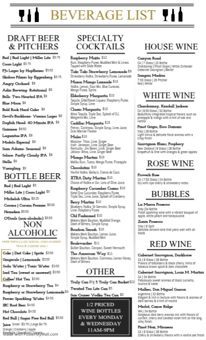 Beverage List 2023 | PosterMyWall