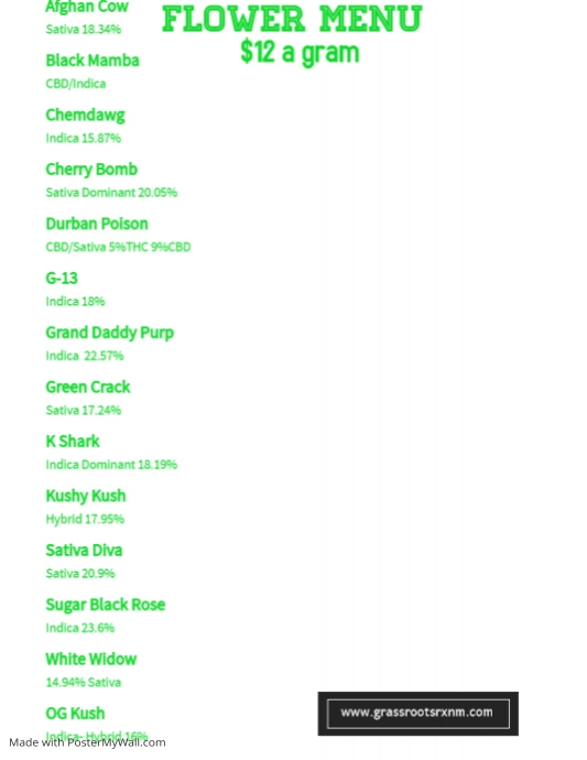 Copy of Copy of Flower Menu | PosterMyWall