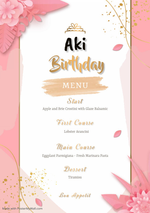 Birthday menu template | PosterMyWall