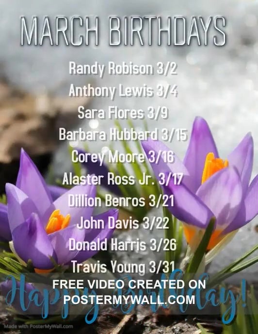 March Birthdays | PosterMyWall