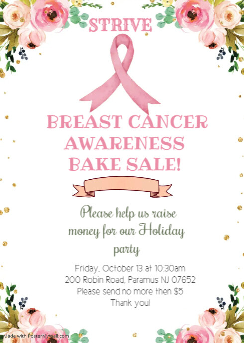 Pink breast cancer awarerness invitation | PosterMyWall
