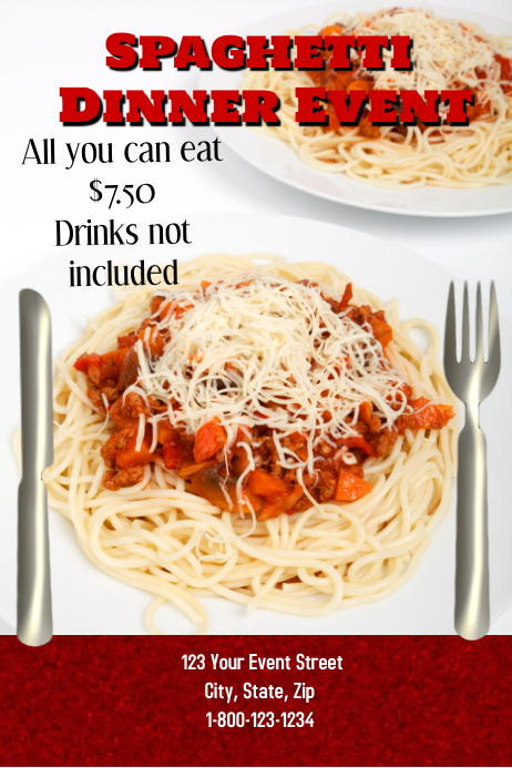 Spaghetti Dinner Event Template | PosterMyWall